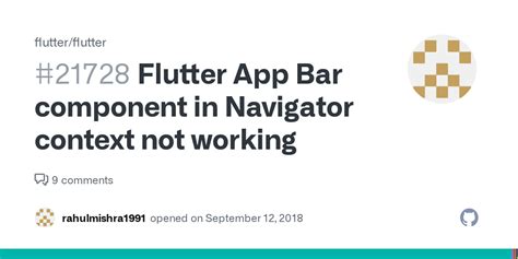 Flutter App Bar Component In Navigator Context Not Working Issue Flutter Flutter GitHub