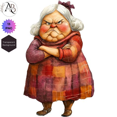Grumpy Old Ladies Clipart 13 Png Funny Grandma Cartoon Digital