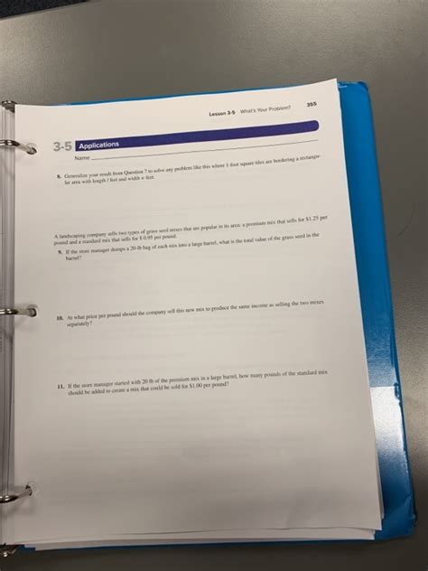 Solved 353 Lesson 3 5 What S Your Problem 3 5 Applications Chegg Com