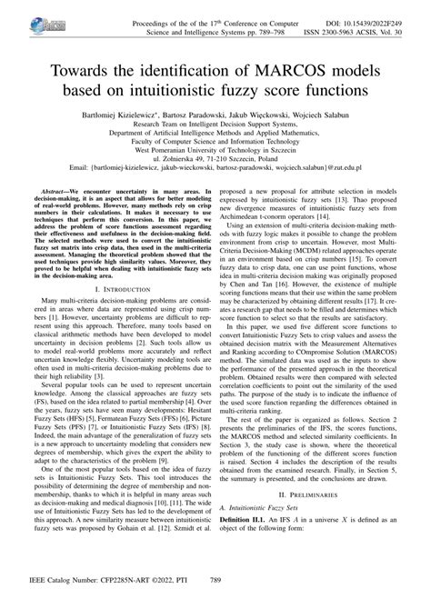 Pdf Towards The Identification Of Marcos Models Based On