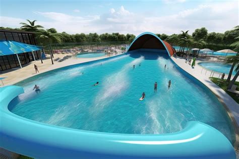 Premium Ai Image Water Park With Wave Pool And Surf Simulator Great For Surfing Practice