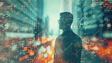 Premium Photo Businessman With Source Code Overlay Representing Programming And Cybersecurity