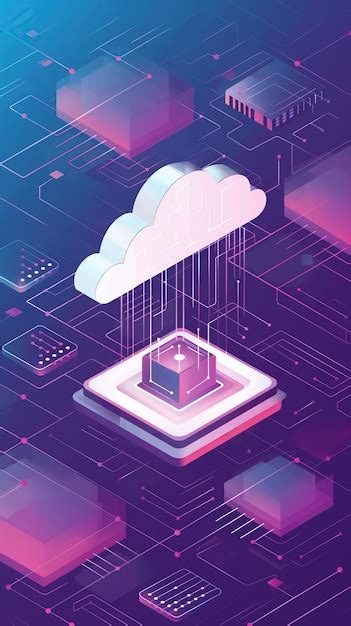 Isometric View Of Cloud Computing Technology And Data Security Premium AI Generated Image