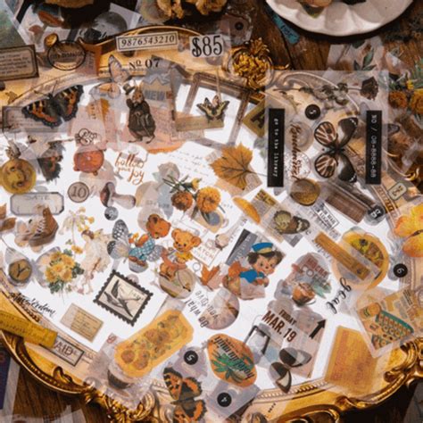 100장 레트로 빈티지 키치 큐트 감성 인스 다꾸 데코 Diy 다이어리 꾸미기 폰꾸폴꾸탑꾸 칼선 스티커팩 세트 에이블리