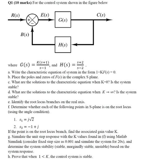 solved q1 10 marks for the control system shown in the