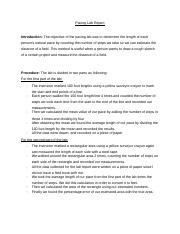 pacing lab - Pacing Lab Report Introduction: The objective of the ...