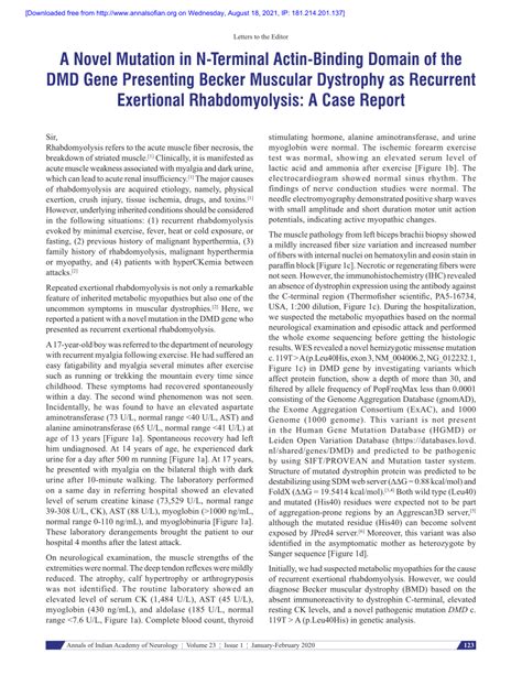 Pdf A Novel Mutation In N Terminal Actin Binding Domain Of The Dmd