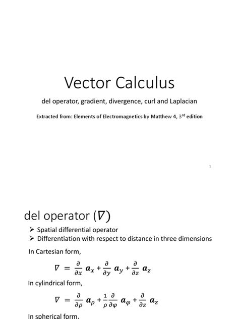 Vector Calculus Part 2 1 Pdf Divergence Gradient