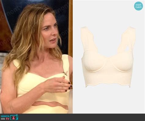 Rebecca Fergusons Light Yellow Crop Top And Skirt Set On Cbs Mornings Rebecca Ferguson