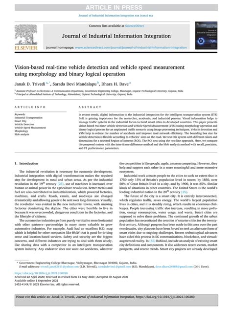 Vision Based Real Time Vehicle Detection And Vehicle Speed Measurement Using Morphology And