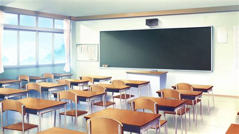 Download Anime Classroom With Blank Blackboard Wallpaper