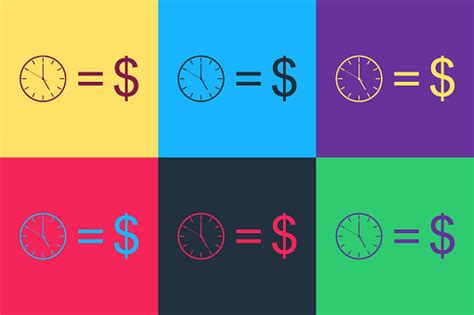 팝 아트 타임은 컬러 배경에 고립 된 돈 아이콘입니다 돈은 시간입니다 효과적인 시간 관리 시간을 돈으로 변환합니다 벡터 개념에 대한 스톡 벡터 아트 및 기타 이미지 Istock