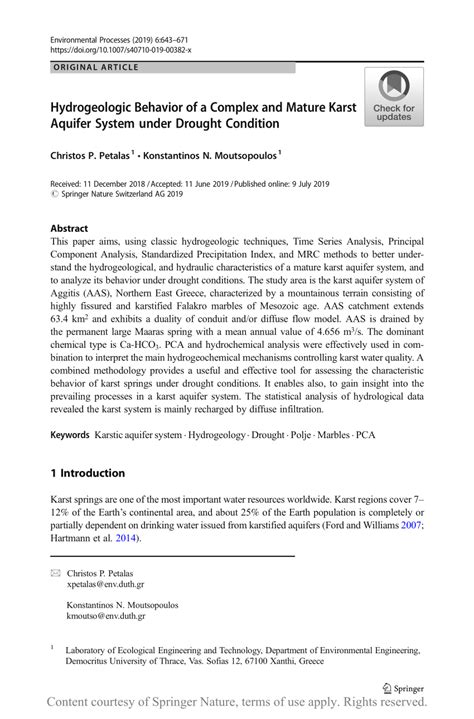Hydrogeologic Behavior Of A Complex And Mature Karst Aquifer System