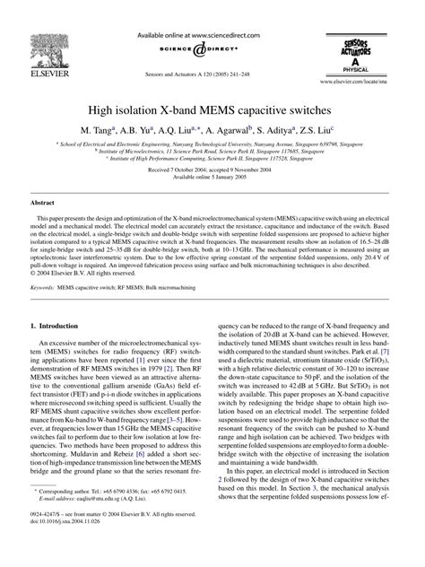 Pdf High Isolation X Band Mems Capacitive Switches