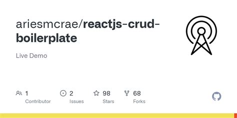 Github Ariesmcraereactjs Crud Boilerplate Live Demo