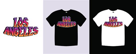 로스 앤젤레스 타이포그래피 티셔츠 레터링 인용문 디자인 빈티지 스타일의 템플릿 벡터 아트 그림 흑백 셔츠에 텍스트 그래픽으로 유행하는 트렌디한 의류 0명에 대한 스톡 벡터