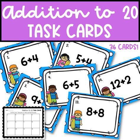Addition To 20 Task Cards And Math Center Activity Made By Teachers