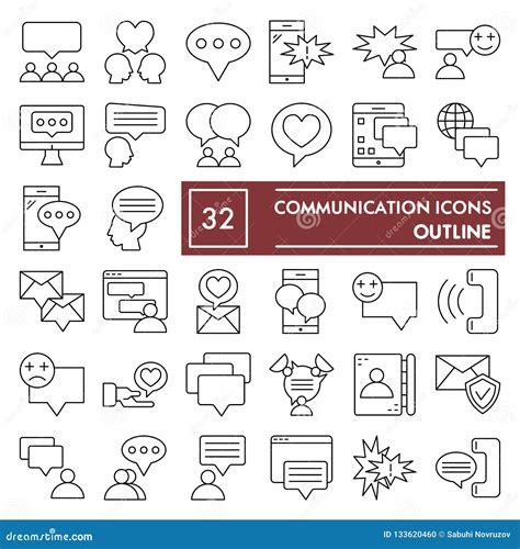 Communication Thin Line Icon Set Conversation Symbols Collection