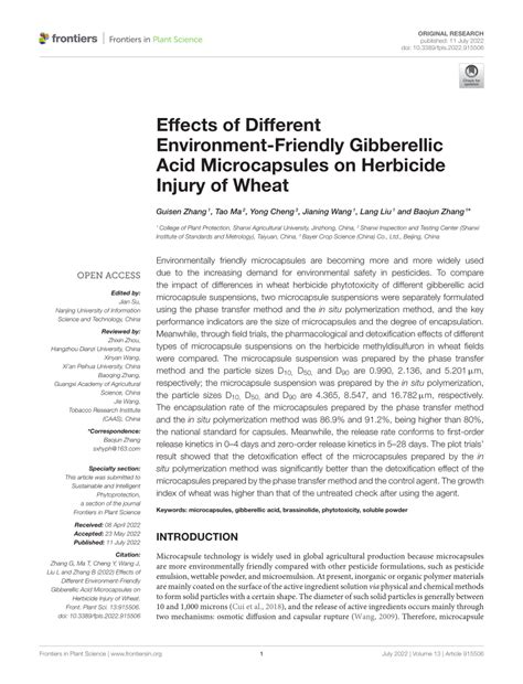 Pdf Effects Of Different Environment Friendly Gibberellic Acid