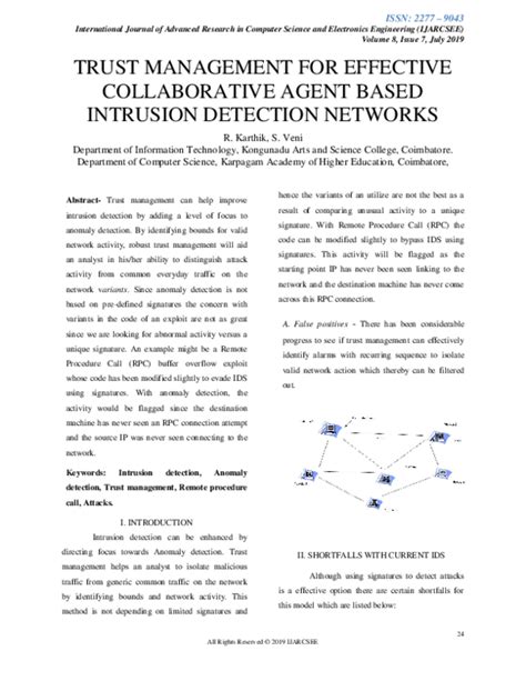 Pdf Trust Management For Effective Collaborative Agent Based Intrusion Detection Networks