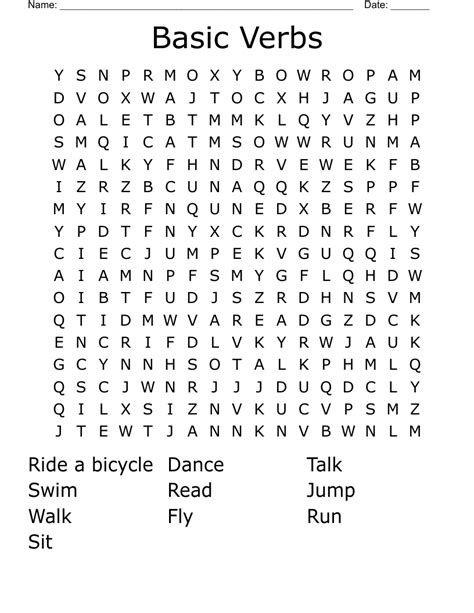 Basic Verbs Word Search Wordmint