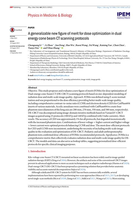 A Generalizable New Figure Of Merit For Dose Optimization In Dual Energy Cone Beam Ct Scanning