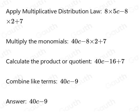 solved expand the brackets and simplify the expression below 8 5c 2