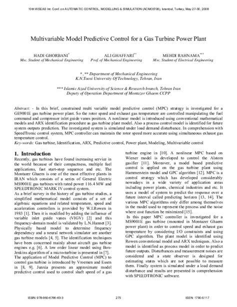Pdf Multivariable Model Predictive Control For A Gas Turbine Power Plant