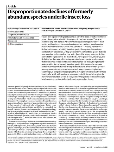Disproportionate Declines Of Formerly Abundant Species Underlie Insect