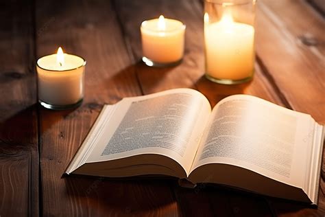 책과 나무 테이블에 펼쳐진 책이 있는 하얀 촛불 고해상 따뜻함 목재 배경 일러스트 및 사진 무료 다운로드 Pngtree