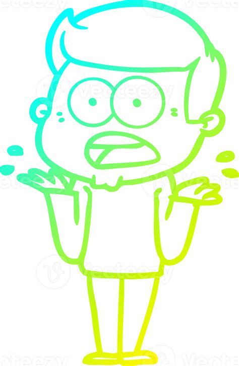 Cold Gradient Line Drawing Of A Cartoon Shocked Man 45020554 Png