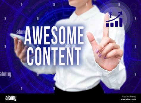 Conceptual Caption Awesome Content Word Written On Valuable Useful And