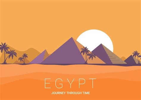 Premium Vector Desert View Egypt Pyramids Flat Vector Illustration