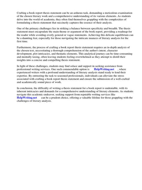 Book Report Thesis Statement Pdf Essays Thesis