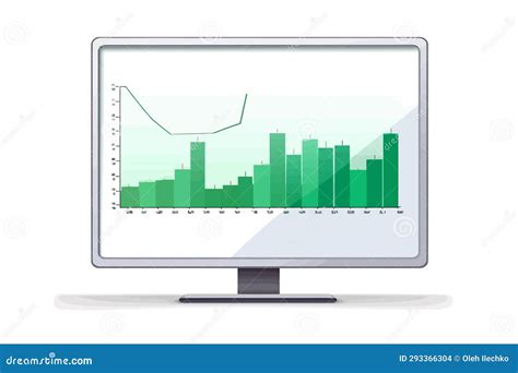 Computer Screen With Charts Windows Vector Flat Isolated Illustration Stock Vector