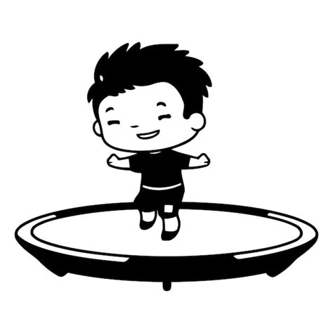 물 트램폴린에 뛰어다니는 소년 만화 터 일러스트레이션 프리미엄 벡터 물 트램폴린에 뛰어다니는 소년 만화 터 일러스트레이션 프리미엄 벡터