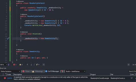 C — Readonly Vs Const “readonly” And “const” Keywords Are By