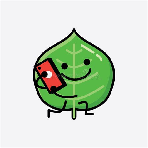 Cute Leaf Mascot Vector Character In Flat Design Stock Vector Illustration Of Doodle Happy