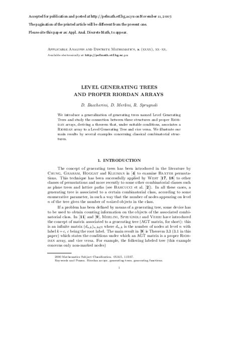 Pdf Level Generating Trees And Proper Riordan Arrays
