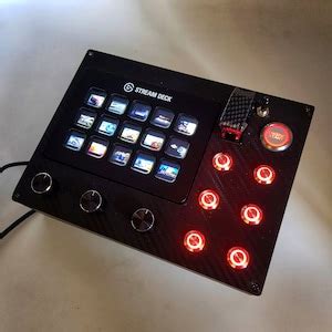 Pc Usb Stream Deck Button Box 17 Functions Back Lit Red For Simracing With Neon Stickers Sheet