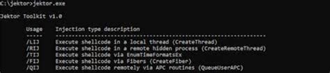 Jektor A Windows User Mode Shellcode Execution Tool