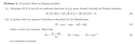 solved problem 2 15 points more on poisson brackets 2 1