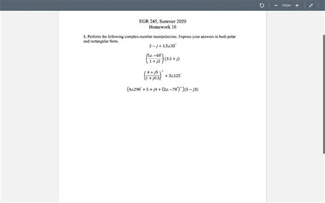 Solved 1 Perform The Following Complex Number