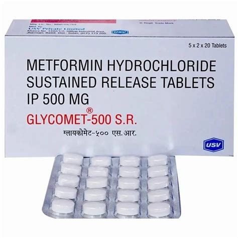 500mg Glycomet Sr Metformin Hydrochloride Sustained Release Tablets Ip At ₹ 39 16 Box