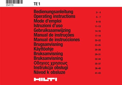 Hilti Te 1 Operating Instructions Pdf Download Manualslib