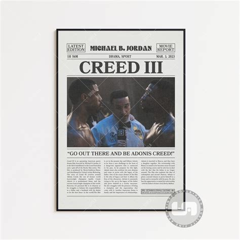 Creed 3 Poster Michael B Jordan Retro Newspaper Movie Poster Black