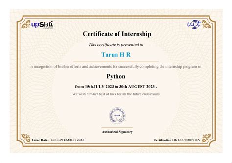 tarun h r on linkedin python certification upskillcampus