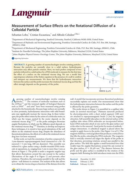 Pdf Measurement Of Surface Effects On The Rotational Diffusion Of A
