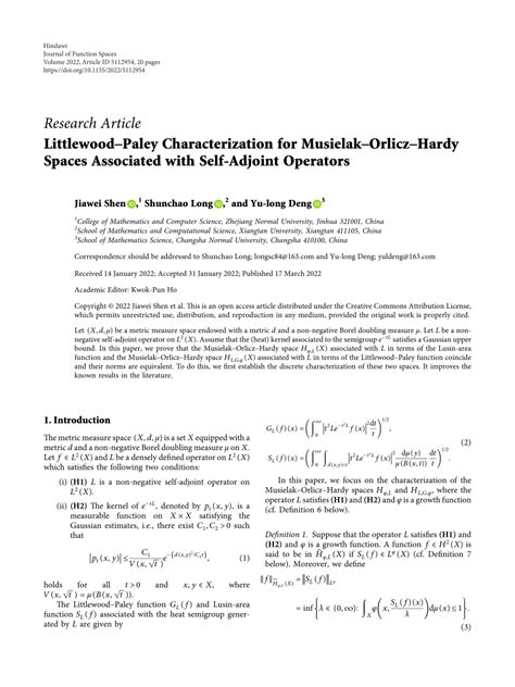 Pdf Littlewoodpaley Characterization For Musielakorliczhardy Spaces Associated With Self