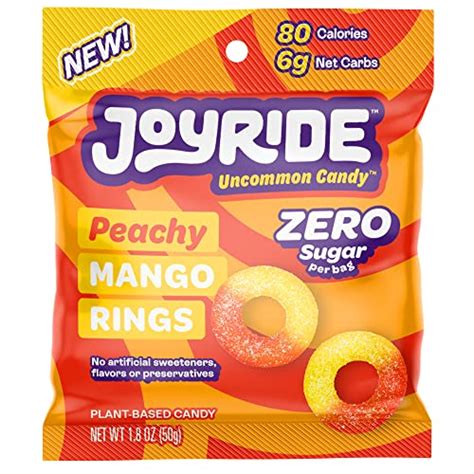 JOYRIDE by Project 7 Keto Gummies, Peachy Mango Rings – Sugar Free Candy with 6g Net Carbs – Low ...